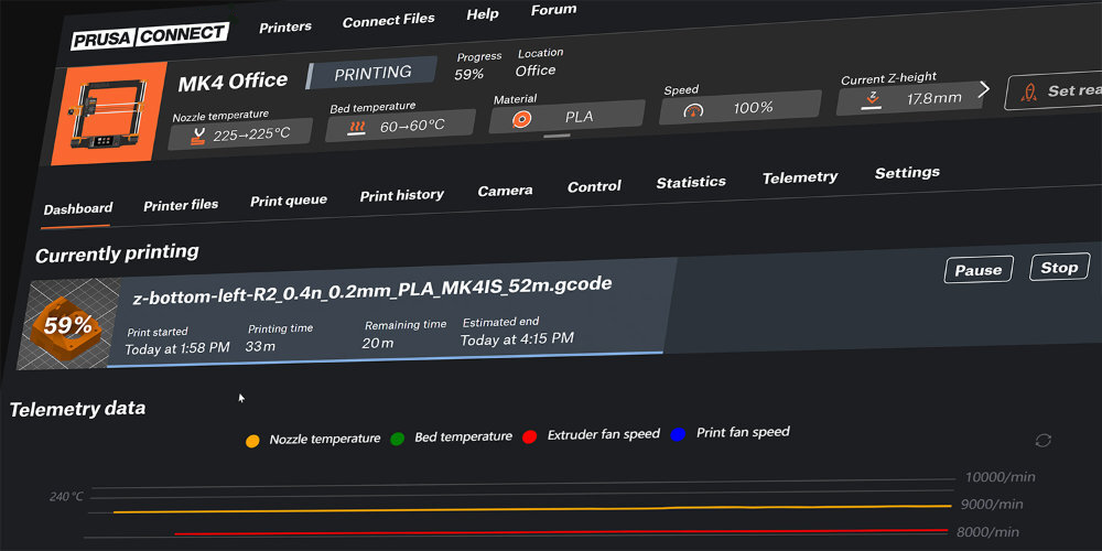 Prusa Connect: Secure remote 3D printing from anywhere