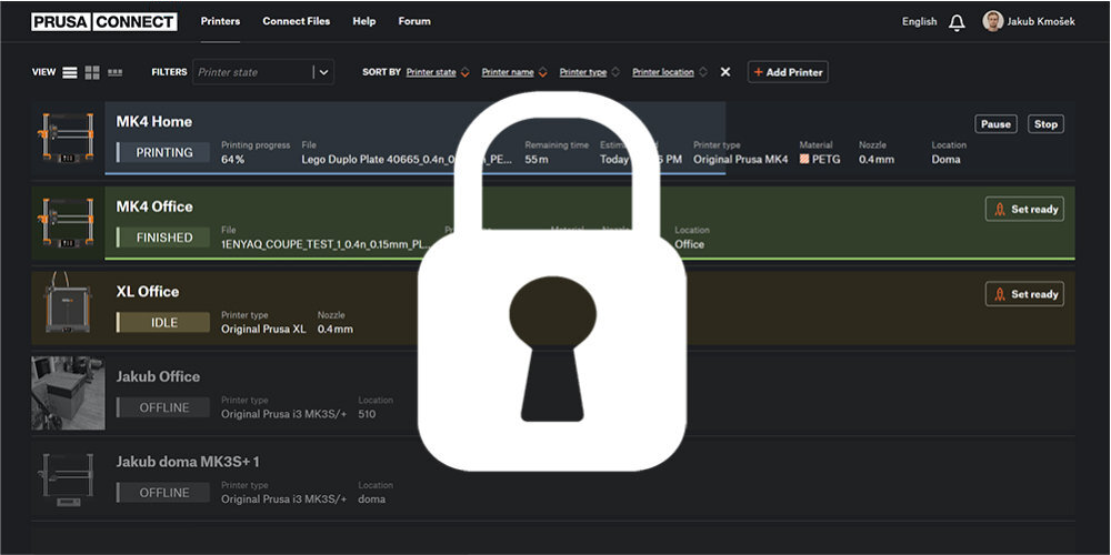 Prusa Connect: Secure remote 3D printing from anywhere